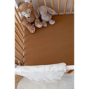 Pobibaby - Single Solid Premium Fitted Baby Crib Sheets for Standard Crib Mattress - Ultra-Soft Cotton Blend, Safe and Snug, and Stylish Solid Crib Sheet (Caramel Brown)