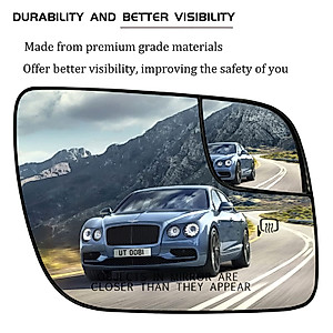 New Passenger Side Heated Mirror Glass Replacement for 2011-2017 Ford Explorer Blind Spot Mirror Glass - Right Pass Heated Convex Mirror Glass with Rear Holder BB5Z17K707A, BB5Z17K707B