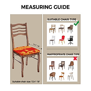 Oriental Dragon Chair Seat Covers for Dining Room Stretch Chair Seat Covers Set of 2, Chair Seat Protector Cushion Slipcovers for Kitchen Restaurant Office Traditional Chinese Happy New Year Red
