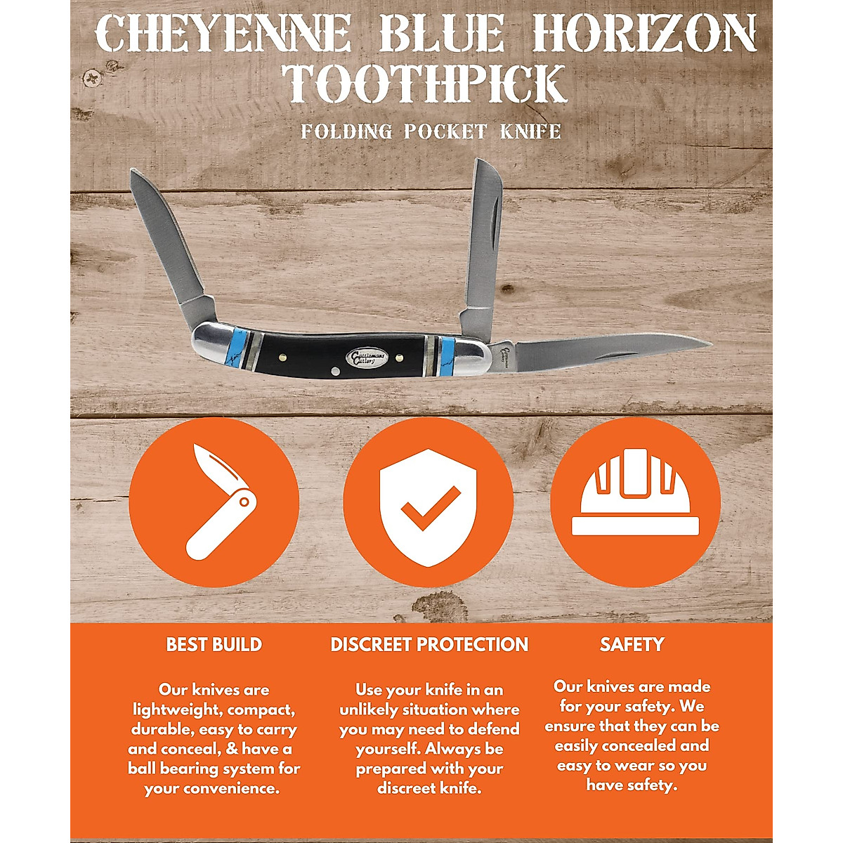 Cattlemans Cutlery Cheyenne Series Blue Horizon Toothpick Folding Pocket Knife