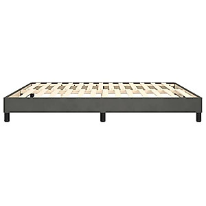 vidaXL Box Spring Bed Frame Home Indoor Bedroom Bed Accessory Wooden Upholstered Double Bed Base Furniture Dark Gray 76"x79.9" King Velvet