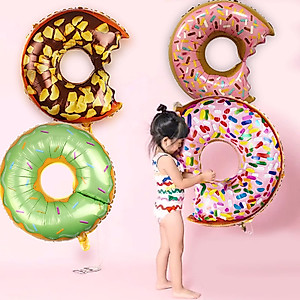 6 Pcs Donut Balloons Kit Large Multicolor Donut Aluminum Foil Balloons for Donut Theme Birthday Party Decorations Baby Shower Wedding Donut Time Candy Balloons（28 Inch）