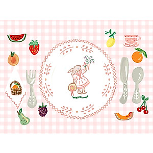 SharkBliss Montessori Placemat, Easter Floral Bunny Themed Montessori Placemat Table Place Setting Etiquette Education Placemat Set of 4 for Toddler Kid Child Preschool Homeschool Dining Table Manners