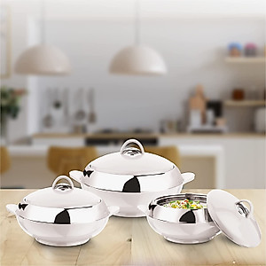 Tmvel Crescent Insulated Casserole Hot Pot - Insulated Serving Bowl With Lid - Food Warmer - 3 pcs Set 2.5 L / 3.5 L / 5 L