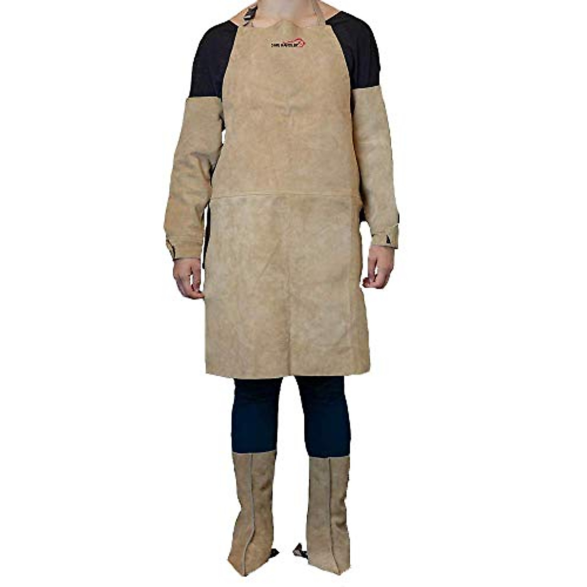 SAFE HANDLER Welders Leather Protection Kit with 5 Piece Full Body Protection | Sturdy, Strong Overall Protection, Adjustable Straps, Grade A Split Leather, 36 inch