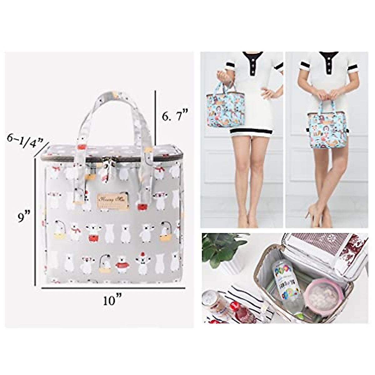 Kwang Min Llama Insulated Lunch Bag, Reusable Cooler/Organizer for Office,School,Picnic,Party,Beach.Durable fabric w/Water &Scratch Resistance,Light, EZ to Clean,Ideal Gift for BTS/Normal(Navy)