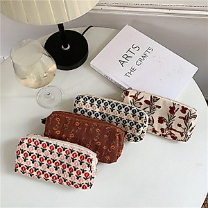 SURBEAV Pencil Case Pen Case Office College School Storage Bag Pouch Holder Box Organizer Makeup Pouch Cosmetic Bag Aesthetic floral flower Cute Pencil Case for Girls Boys Kids (Plum blossom)