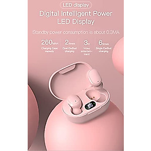 Acuvar Fully Wireless Bluetooth 5.0 Rechargeable iPX4 Water & Sweat Proof Earbud Headphones w Microphone, Touch Controls, Smart LCD Charging Case, 3D Stereo Bass and Noise Cancelling (Pink)