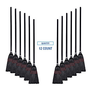 Boardwalk BWK951BP Flag Tipped Poly Bristle 37 in. - 38 in. Length Lobby Broom - Natural/Black (1 Dozen)