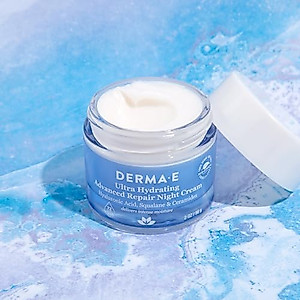 DERMA-E Hydrating Night Cream – Overnight Face Moisturizer with Anti-Aging Hyaluronic and Green Tea Acid to Smooth and Nourish, 2 Oz