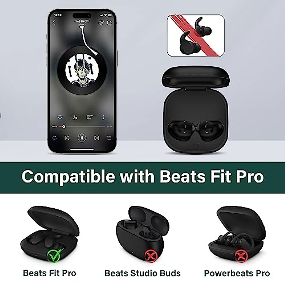 Replacement Charging Case Compatible for Beats Fit Pro, Wireless Charger with Built-in 700mah Battery and Bluetooth Pairing Sync Button, Portable Fast Charging Case (No Earbuds), Black