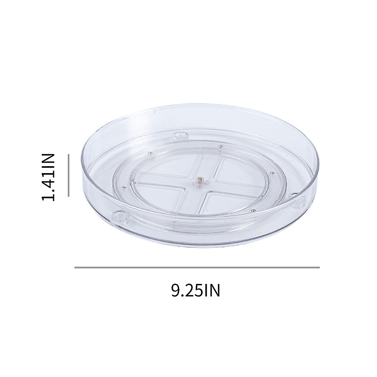 Hexli 2 Tier Clear Lazy Susan Organizer, 360 Degree Rotating Round Lazy Susan Turntable 9" Non-Skid Rotating Organization Storage Container for Cabinets, Pantry, Countertops etc