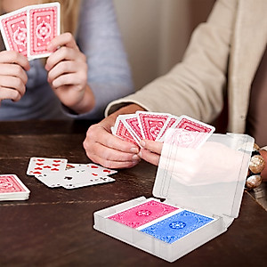 Xgood 4 PCS Plastic Playing Cards Boxes, Snaps Closed Empty Plastic Storage Box, 2 Decks Playing Card Case, Rectangle Playing Card Storage Clear Card Case for Business Trading Card Bridge Size Cards