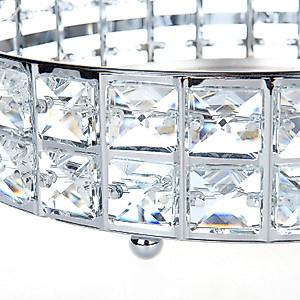 Feyarl Crystal Perfume Vanity Makeup Tray Mirrored Ornate Jewelry Trinket Tray Organizer Sparkly Bling Cosmetic Skin Care Decorative Tray with Glass Bottom Surface for Home Decor Dresser Desktop