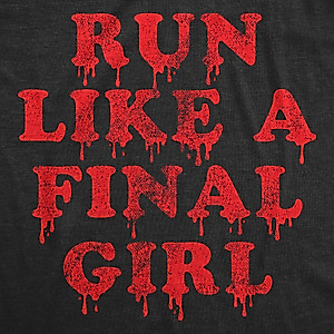Womens Run Like A Final Girl Fitness Tank Funny Horror Movie Halloween Sarcastic Fitness Tanktop Funny Racerback Tank Halloween Tank Top for Women Cool Black M