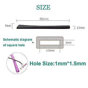 Junsika Eyeglass Temple End Tips Soft Silicone Anti Slip Eyeglass Replacement Temples for Flat Thin Eyeglass Legs 8 Pairs Black