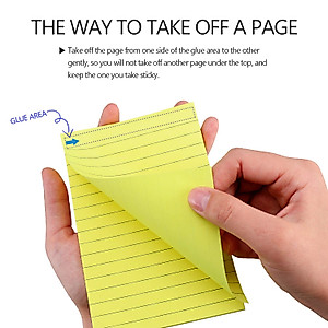 Sticky Notes, 4 Colors 200 Sheets Lined Post Memos, 4" x 6" Removable Self Stick Notes Pad with Lines for Office, Home, & School, Pink, Yellow, Baby Blue & Grass Green (Pack of 4)