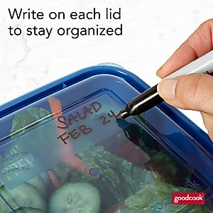 GoodCook Meal Prep 3 Cup Square, 20-Piece, Blue, Made without BPA