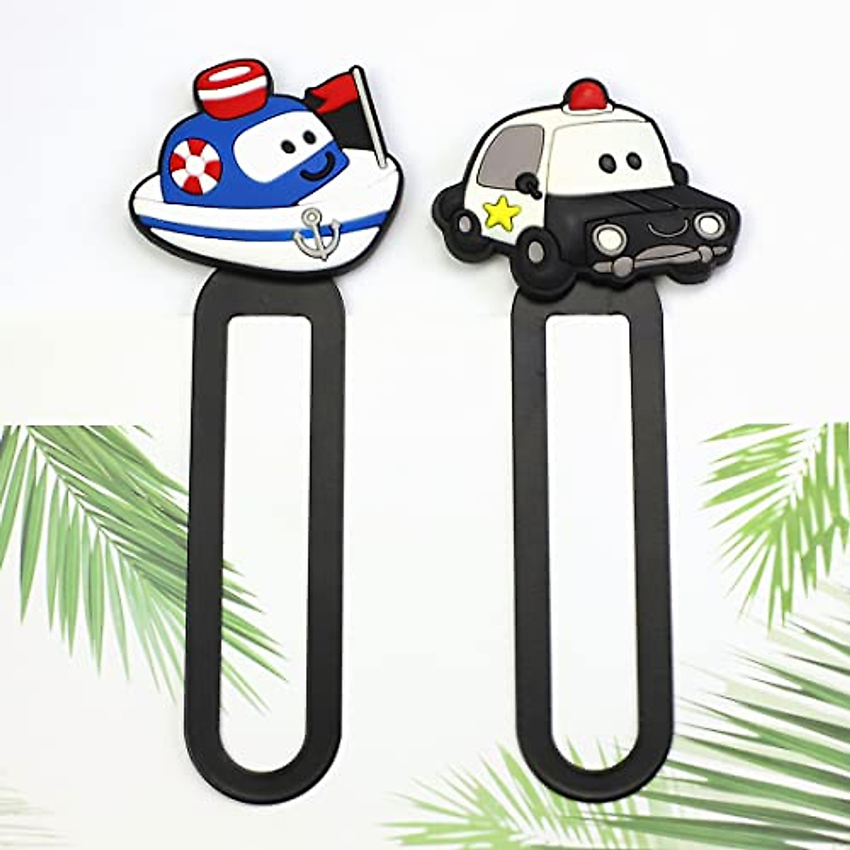 STRONGER 4 Pack Car Bookmarks for Kids 3D Non-Slip Transportation Bookmark & Airplane Page Holder Unique Sailboat Gift Idea PVC Book Marker Reading Accessories 100th Day of School Gift,Boys,Students