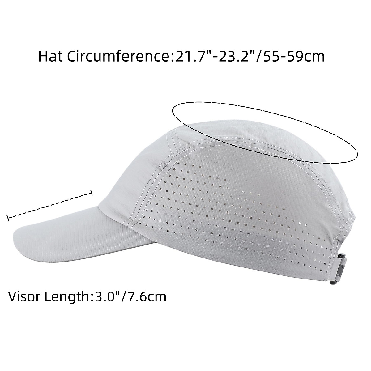 Connectyle Unisex Quick Dry Outdoor Sports Hat for Men Women UPF 50+ Cooling Run Cap Adjustable Baseball Fit Cap Light Grey