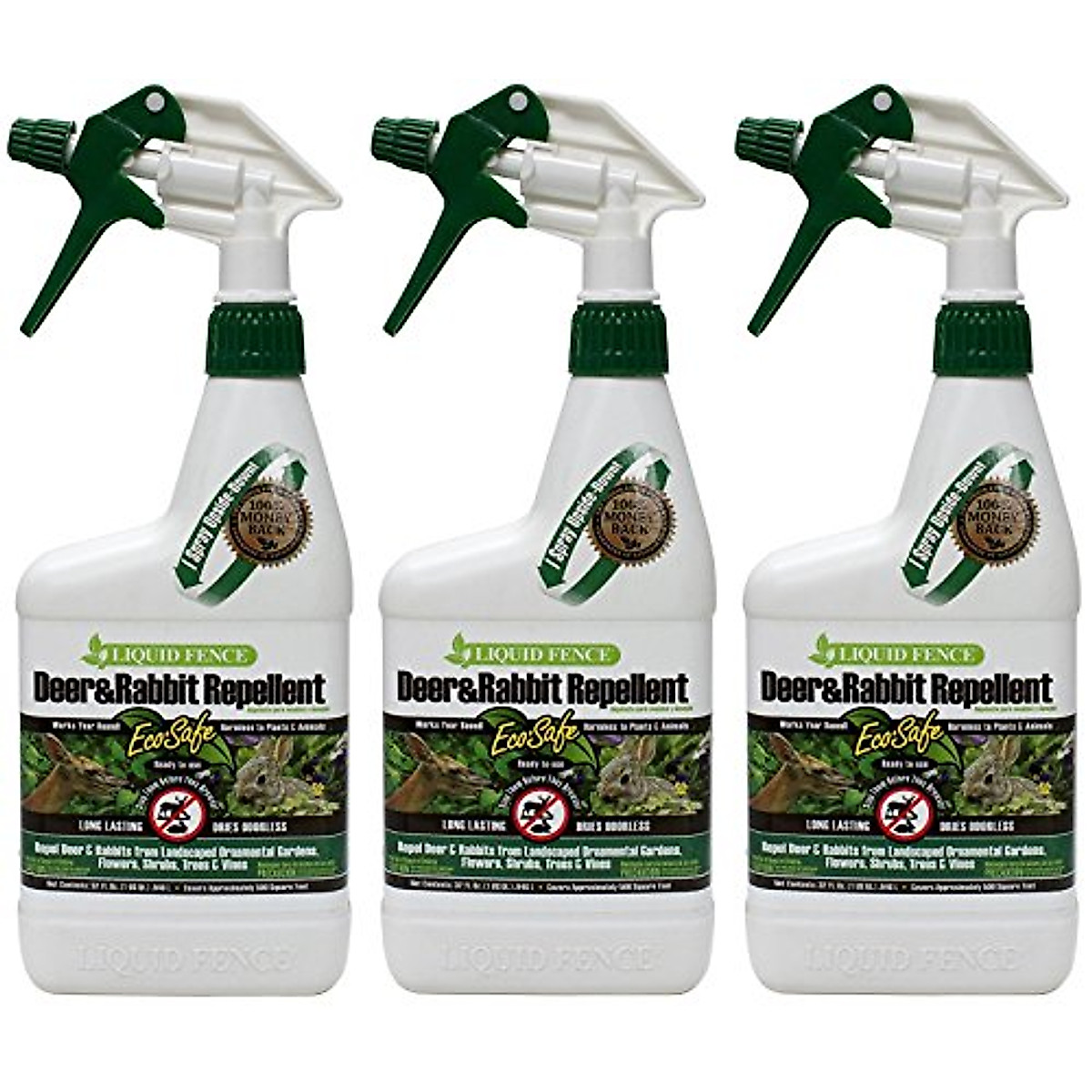 (3 Pack) Liquid Fence Deer and Rabbit Repellent, 32-Ounce each