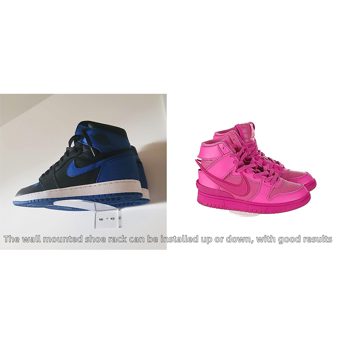 IEEK Floating Shoe Display 8 Pack,Levitating Acrylic Shoe Shelf for Wall,Clear Wall Mounted Shoe Rack Sneaker Display Shelves Space Saving Shoe Organizer Holder for Sneaker Collection