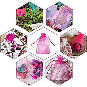 4''X6" Organza Bags,100PCS 10X15CM Drawstring Organza Jewelry Favor Pouches Wedding Party Festival Gift Bags Candy Bags (Rose)