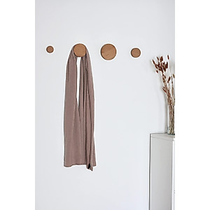 anaan Bubble Coat Hooks Wood Round Wall Hook Wooden Wall Mounted Hangers Clothes Scarf Hat Bag Towel Decoration Design Modern (Set of 4 Beech)