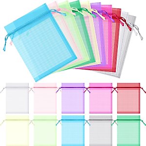 Woanger 500 Pcs Organza Bags Drawstring Favor Bags Mesh Bags for Jewelry Bracelets Candy Party Favor Small Gift (Assorted Color, 3 x 4 Inch)