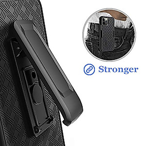 Fingic Compatible with iPhone 12 Pro Max 5G Case Holster Case Combo Shell Slim Rugged Case with Built-in Kickstand Swivel Belt Clip Holster Shockproof Cover for Apple iPhone 12 Pro Max 6.7 inch, Black