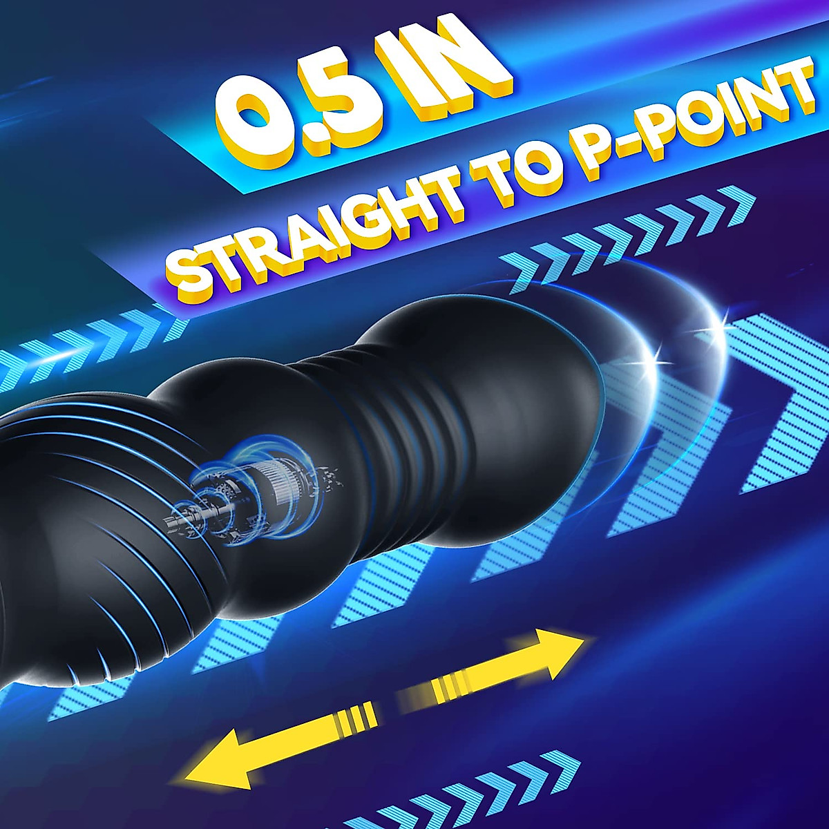 PUAUKI Thrusting Anal Vibrator Prostate Massager with 2 Vibrating Cock Ring, Bluetooth Control Anal Plug with 10 Thrusting & Vibrating Modes, Dildo Butt Plug Sex Toys for Men and Couple Pleasure