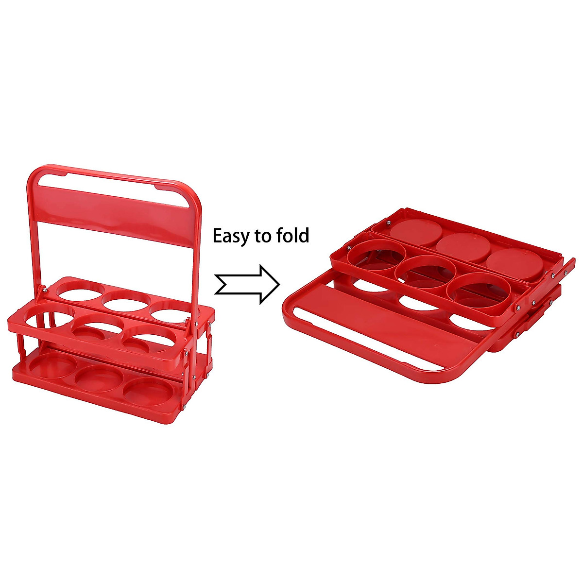 Foldable Plastic Drink Carrier, Beverage Delivery Holder Compatible with Grubhub Doordash Instacart Postmates Eats Car Drivers, Catering, Restaurant (Red)