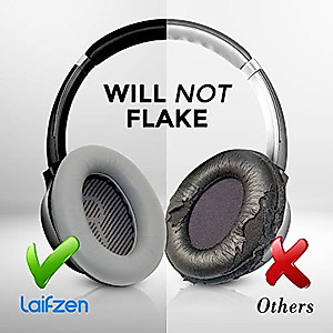 Lambskin QC45 QC35ii QC35 QC25 QC15 Earpads Cushions Replacement Ear Pads for Bose QC 45 35 II QC2 AE2 AE2i AE2w SoundLink SoundTrue 35ii 25 15 2 AE QuietComfort Sheepskin Leather Gray Grey (Silver)