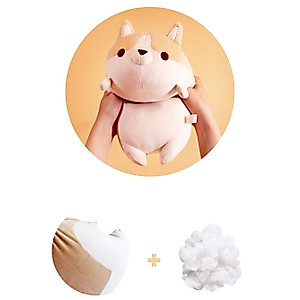 FlorisHome Cute Funny Corgi Dog Shaped Plush Pillows Soft Toys Doll Vent Creative Corgi Dog Butt Plush Pillows (Tan White 40 cms 40 cms)