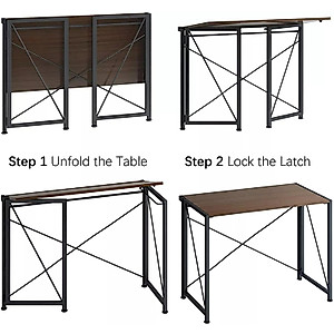 ENGERIO Folding Desk, Small Foldable Desk 35.4" for Small Spaces, Space Saving Computer Table Writing Computer Desk Workstation for Home Office, Easy Assembly