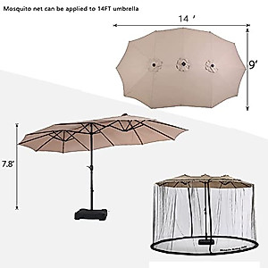 Tiimmgaal Mosquito Netting for Patio Umbrella 14FT Double Sided Patio Umbrella Canopy Netting &10X10 Ft gazebo (Black)(Does Not Contain Gazebo Patio Umbrella) (14FT Black)