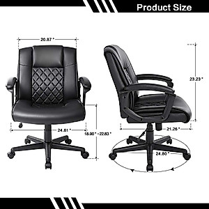 Qulomvs Ergonomic Office Desk Chair with Wheels Back Support Computer Executive Task Chair with Arms 360 Swivel (Black)