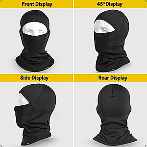 HASAGEI Balaclava Winter Thermal Ski Mask Breathable Face Hood Balaclava Motorcycle Bike for Men and Women Black