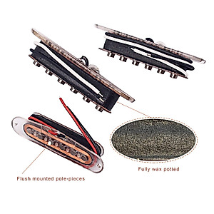 LAMSAM Electric Guitar Pickup Set, Single Coil Pickups Loaded High-output Alnico V Maganet Pole Pieces, Wax Potted Over Wound Pick-up, SSS PUP Replacement Fit 6 String Guitar
