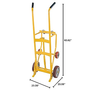 Vestil RDBT-PO Drum Truck with Dual Handle, Polyolefin Wheels, 1000 lbs Load Capacity, Overall L x H (in.) 20-1/16 x 60-5/8"