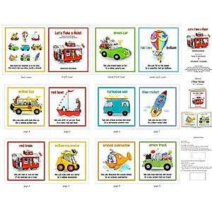 Let's Take A Ride Trucks and Cars Book Cotton Fabric Size 36 X 44 Elizabeth Studio 17010 White