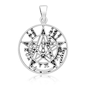 925 Sterling Silver Tetragrammaton Ceremonial Magic Seal of Solomon Cutout Pendant