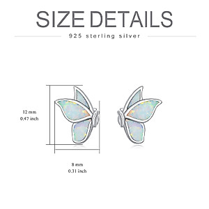 SHUSUKUE Sterling Silver Butterfly Wings Earrings Opal Stud Earrings Hypoallergenic Earrings Jewelry Gifts for Women