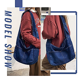 LUI SUI Denim Hobo Bags for Women Retro Jean Shoulder Bag Casual Jean Tote Handbags Vintage Satchel Bags for Teen Girls