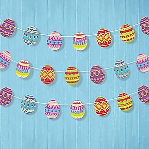Cheerland 4 Packs Colorful Easter Egg Garland Kit Happy Easter Party Decorations Hanging Easter Egg Paper Cutout for Easter Brunch Décor Dinner Bunting Banner Photo Backdrop for Spring Fling