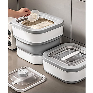 AGGFUCLS Dog Food Storage Container, Collapsible 11 to 25 LB Pet Food Container, Food Containers for Dog， Cat Flour Sugar Plastic Leakproof Sealable Large Cereal Containers Storage BPA FREE