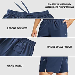 Haimont Men's Athletic Shorts with Pockets 5” Running Workout Gym Sports Training Exercise Shorts, No Liner Dark Blue, XL