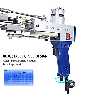 Cut Pile Rug Tufting Gun, Electric Carpet Weaving Flocking Machine Handheld Knitting Rug Gun Machine Starter Kit 100V-240V 7-19mm