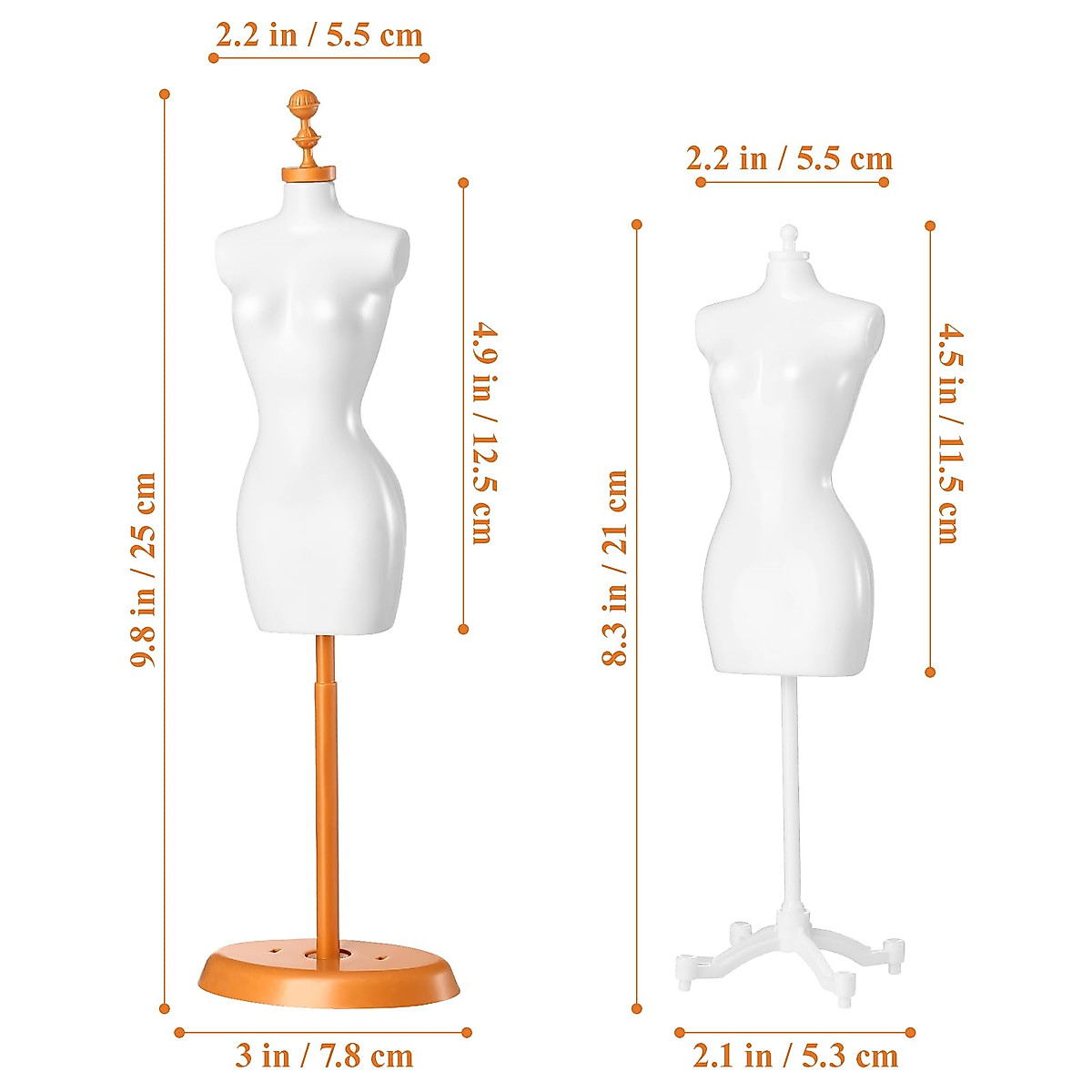 EXCEART Doll Rack 4pcs Doll Cloth Gown Display Support Holder Mini Mannequin Model Stand Plastic Display Support Accessories