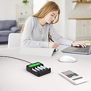 POWXS Universal Lithium 18650 Battery Charger for 3.7V Li-ion 18650 26650 18490 17670 17500 22650 21700 20700 18350 16340 RCR123A 14500, AA AAA & C Ni-MH Ni-CD Rechargeable Batteries